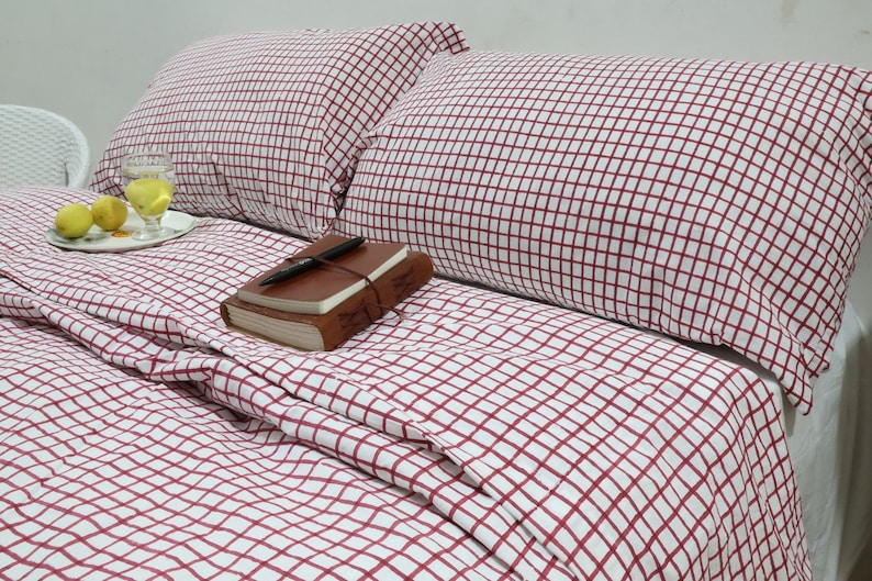 Cotton Gingham Bedding Sets Plaid Duvet Cover Set King Queen Full Check ...