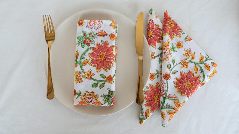 200 Pcs Hand Printed Cotton Napkin Wedding,party Napkins Boho Napkin ...