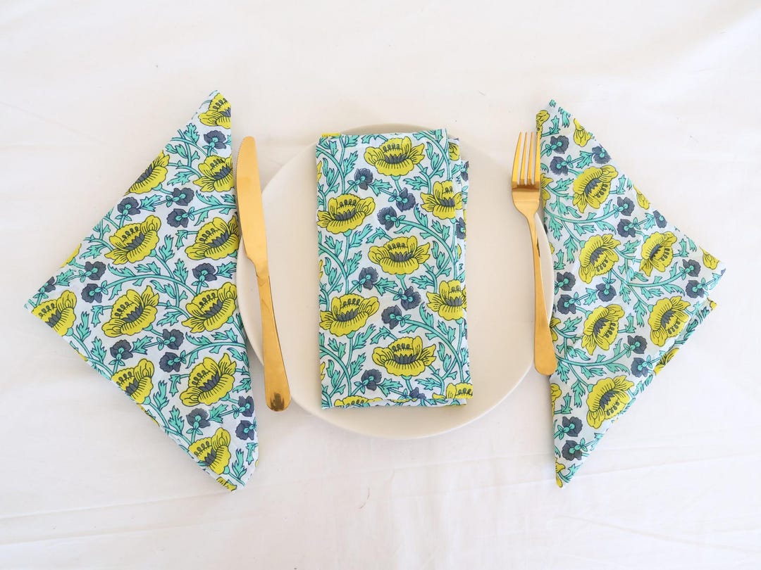 100% Cotton Napkins 100 Pcs Hand Block Printed Napkin Eco/earth ...