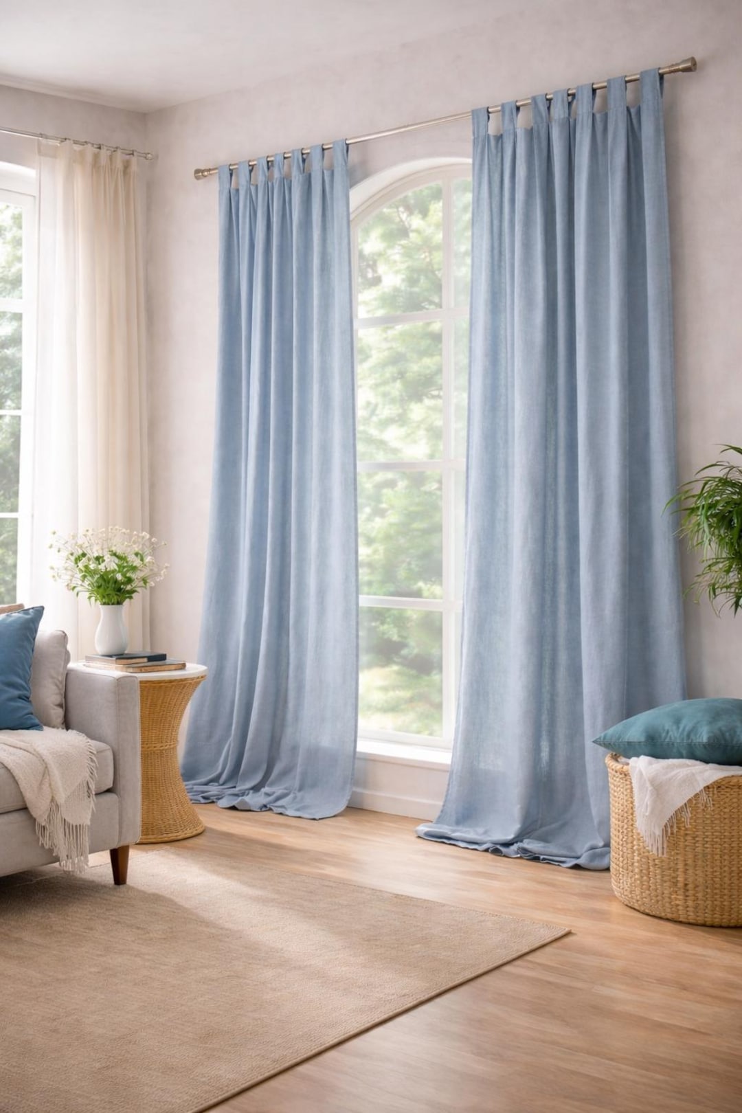 Organic 100% Linen Curtains Dusty Blue Home Decor Natural Linen Bedroom ...