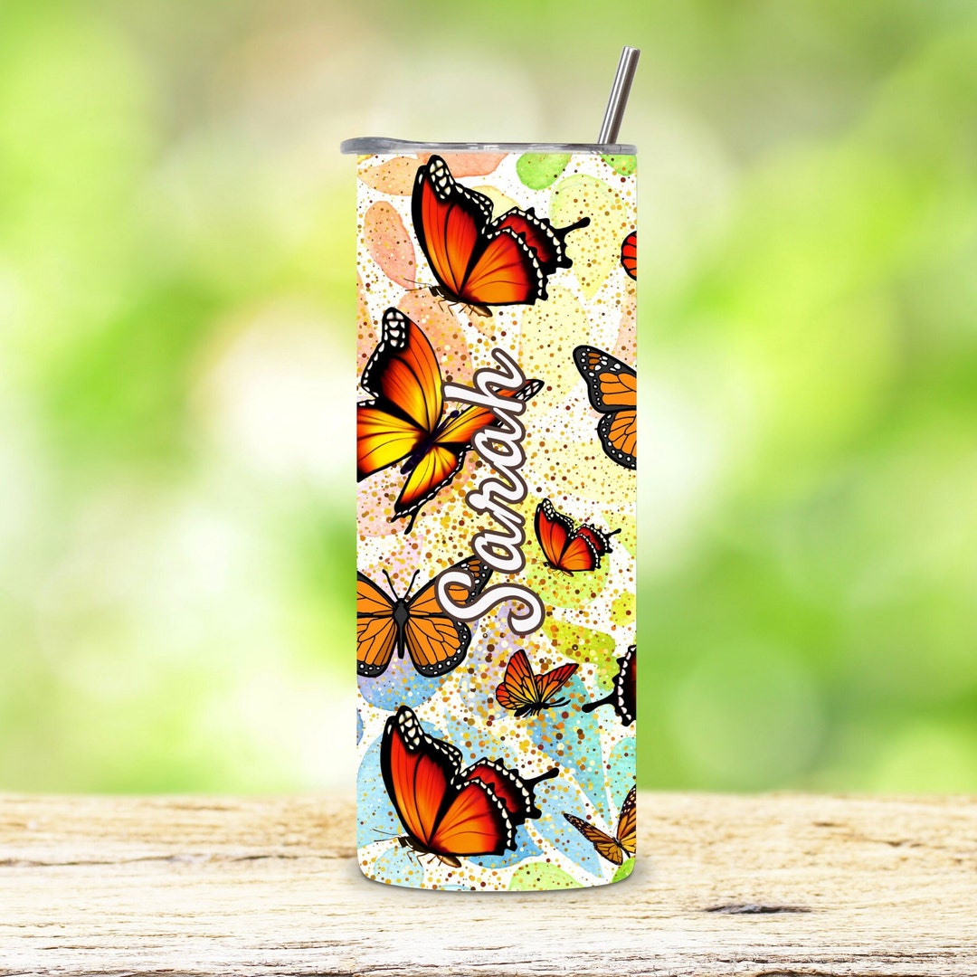 Custom Butterflies Tumbler| Butterflies 20oz Tumbler| Personalized ...