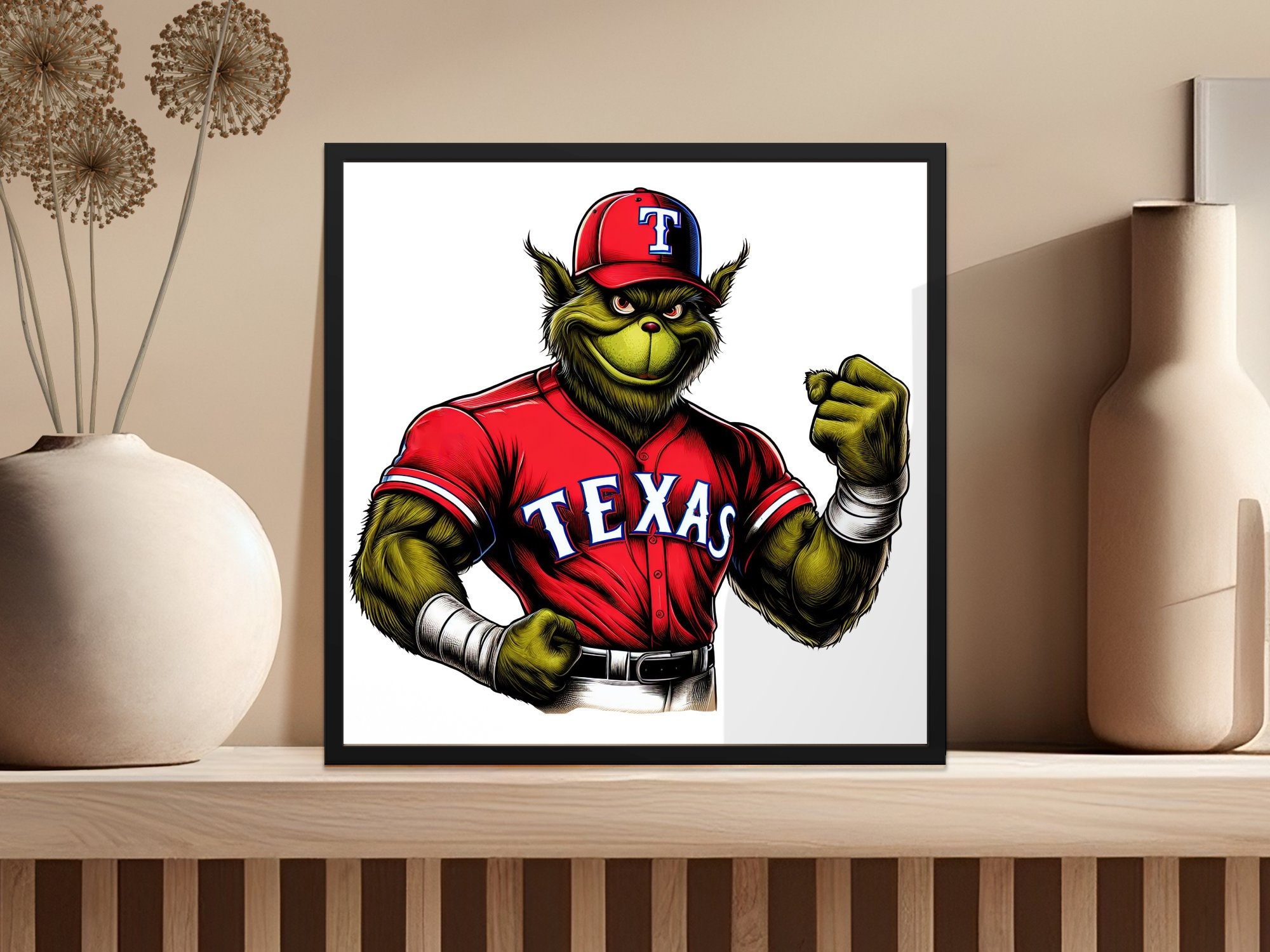 Grinch Rangers Baseball Player PNG, Quirky Digital Baseball Artwork ...