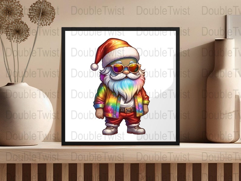 Hippie Santa PNG: Rainbow Christmas Clipart (digital Download) - Etsy