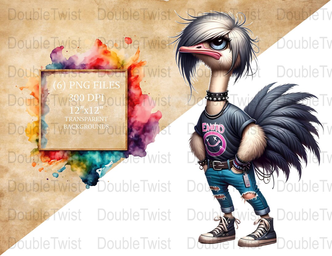 Emo Emus PNG Clipart, Cool Emu Art, Digital Download, Teen Room Decor ...