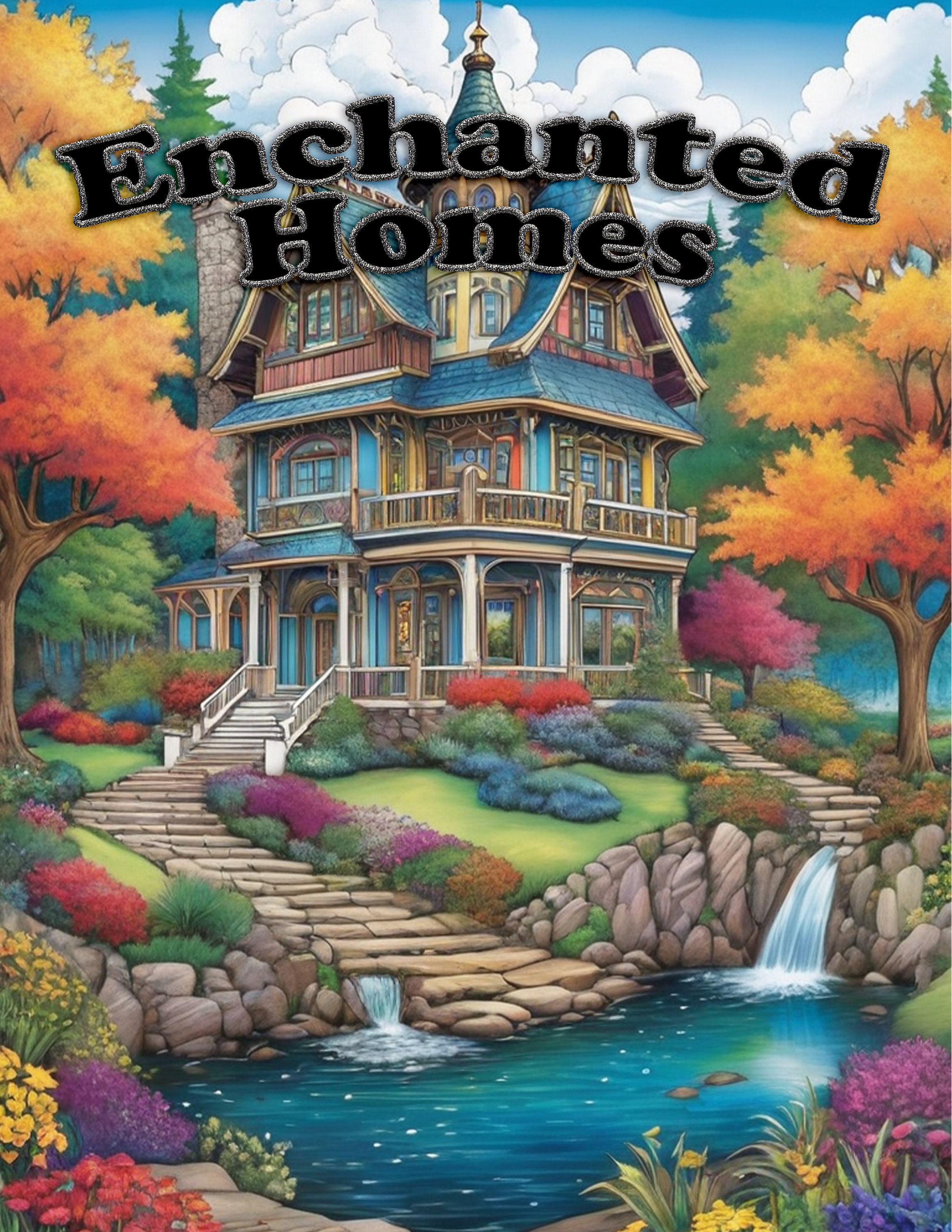 Enchanted Homes Coloring Pages PDF, Printable Adult Stress Relief ...