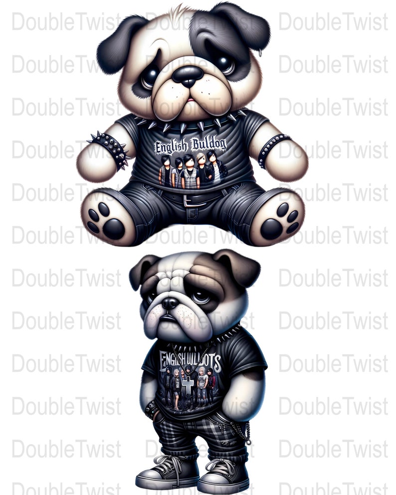Emo English Bulldogs Clipart, Cute Goth Dog PNG, Digital Download, Pet ...