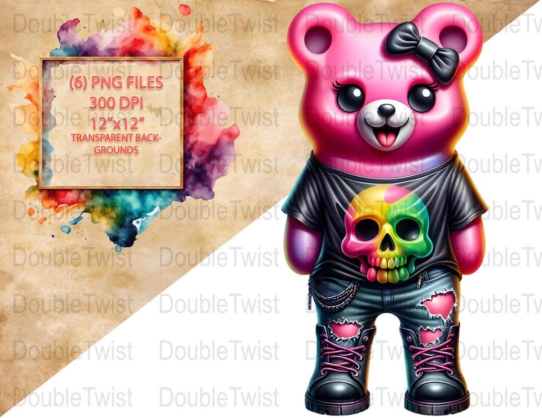 Emo Gummy Bear Clipart: Dark Digital Art (PNG Files) - Etsy