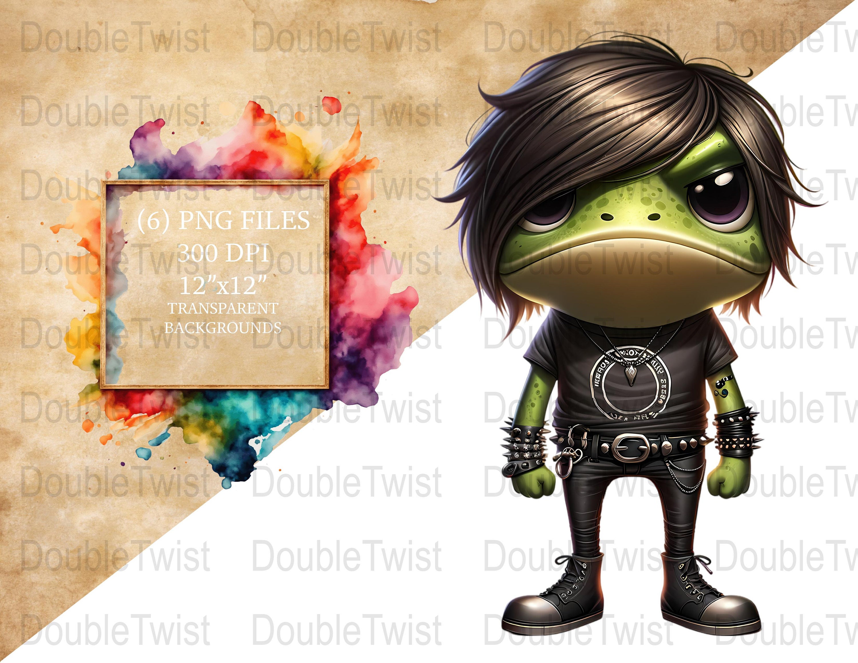 Emo Frog Clipart, Punk Amphibian Digital Art, Edgy Frog PNG Designs ...