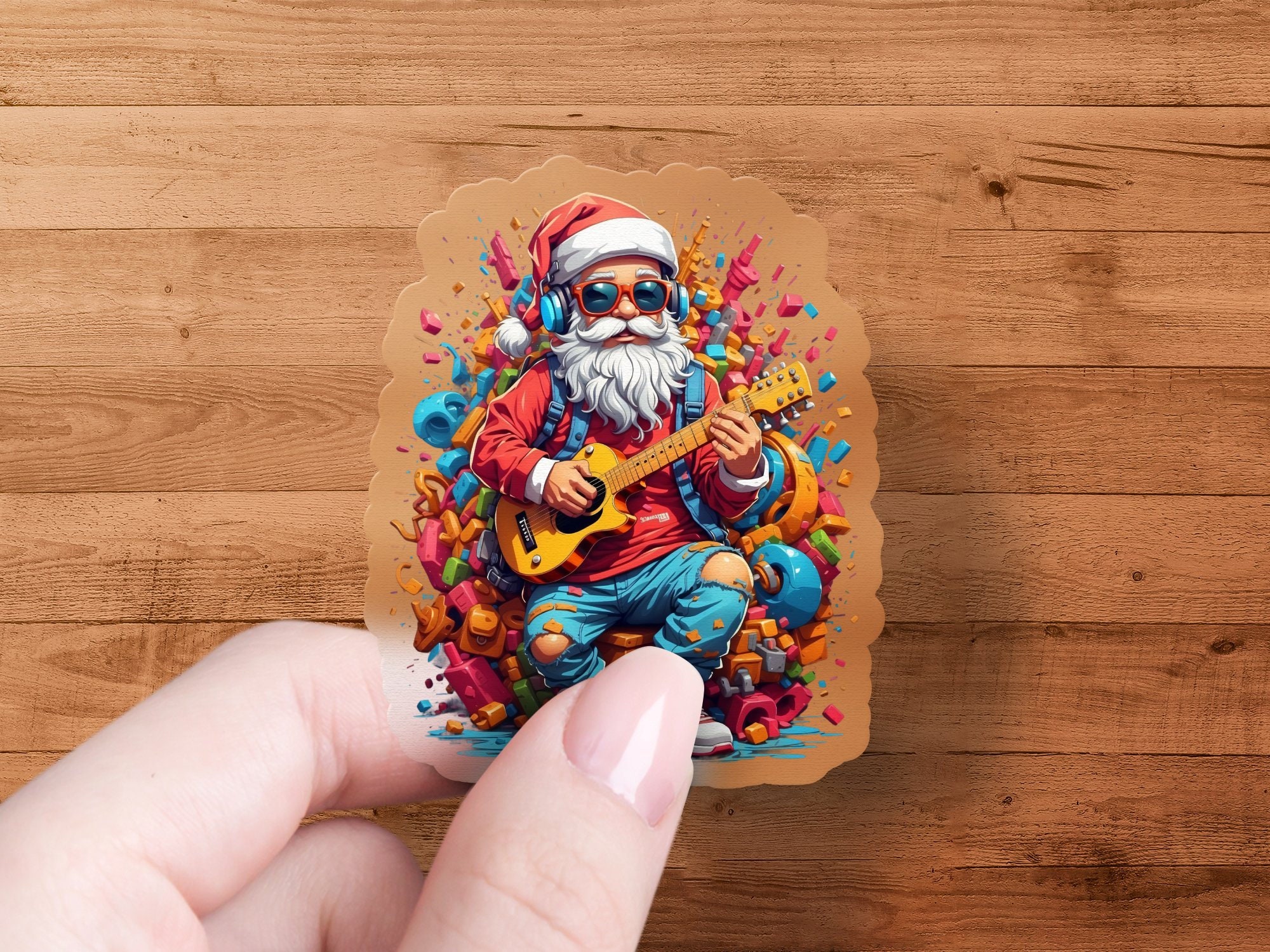 Cool Rocker Santa With Sunglasses PNG Christmas PNG Cute - Etsy