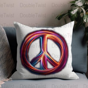 Digital Peace Symbol PNG, Neon Peace Sign, Vibrant Wall Decor, T-shirt ...