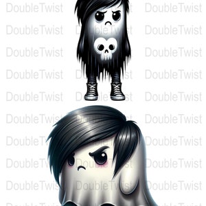 Emo Ghost Pngs, Cute Spooky Cartoon Ghosts, Digital Download, Clipart ...