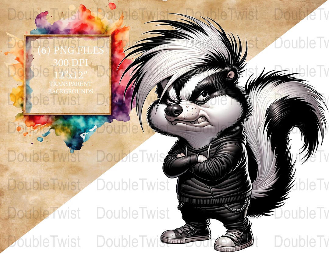 Grumpy Emo Skunk PNG Clipart, Goth Skunk Clip Art, Digital Download ...
