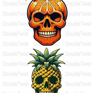 Fruit Skulls Clipart, Tropical Gothic PNG, Digital Download, Skull Art ...
