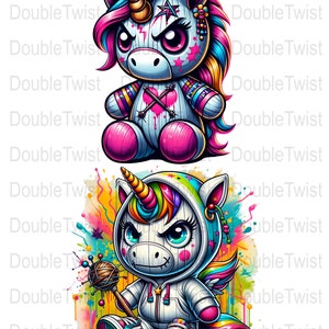 Graffiti Style Unicorn Voodoo Doll Clipart, (8) Colorful Paint Splatter ...