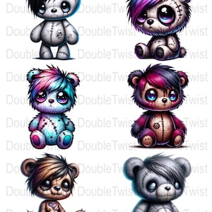 Distressed Emo Teddy Bear PNG Collection, Cute Gothic Bears Clipart ...