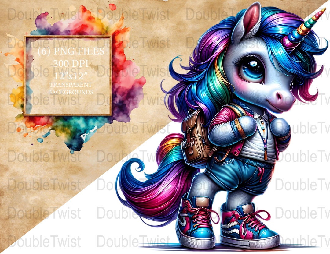 Cute Back to School Unicorn PNG Clipart, Adorable Unicorns for Kids ...