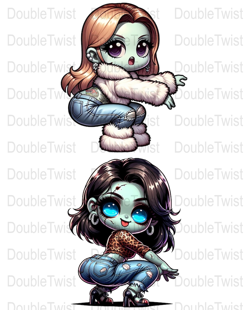 Spooky Cute Twerking Zombie PNG Clipart Bundle, Sublimation Design ...