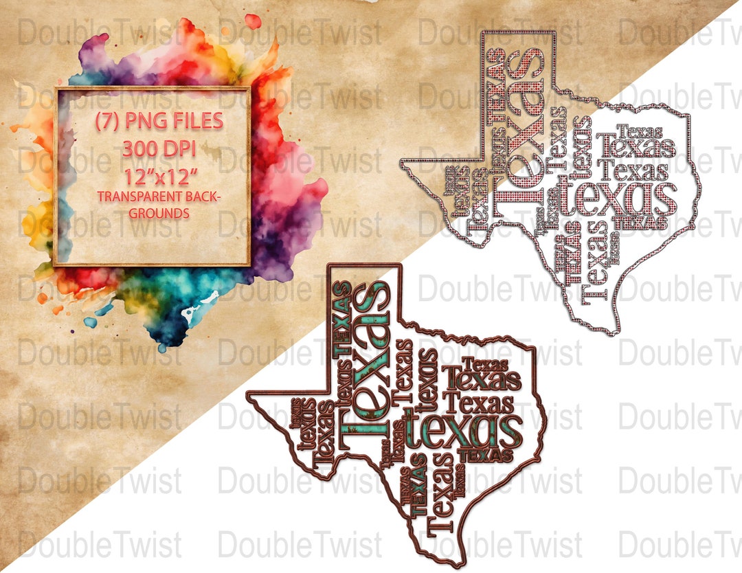 Texas Word Art Clipart, State Shape Design, Printable Texas Map Artwork ...