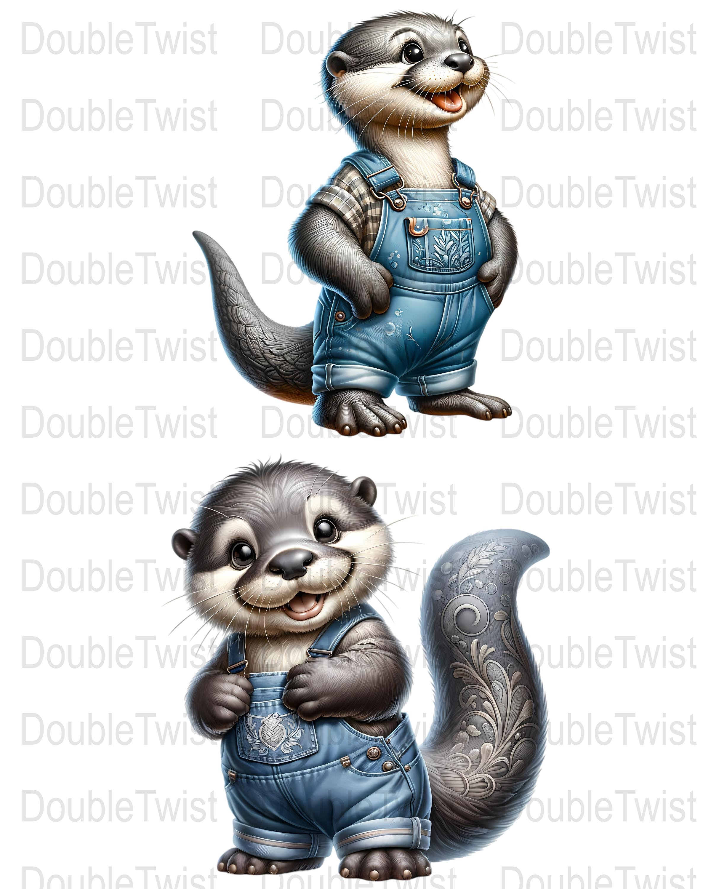 Cute Country Otter Clipart, Farmhouse Otter Pngs, Rustic Overalls ...