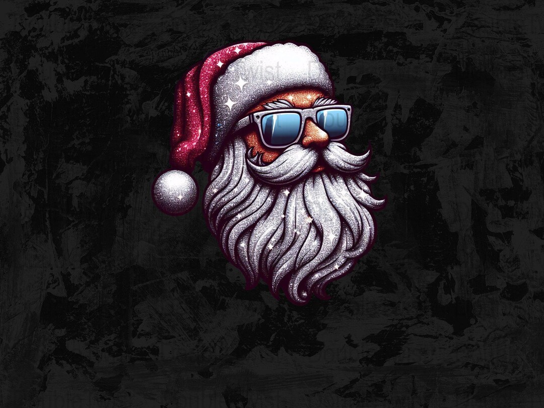 Cool Glitter Santa With Sunglasses PNG, Christmas PNG, Cute Christmas ...