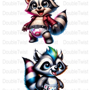 Baby Punk Rock Raccoon PNG Clipart, Cute Animal Graphics, Tattoo Style ...