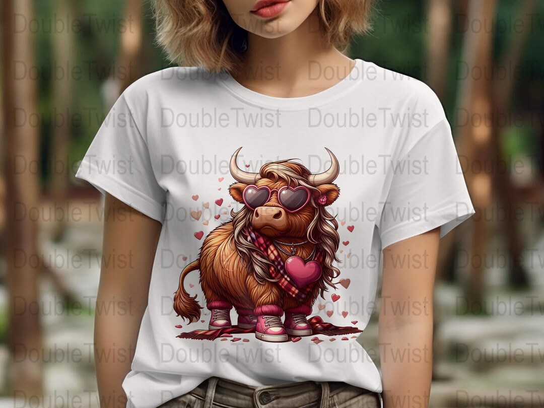 Valentines Day Boujee Highland Heifer PNG, Cute Cow Clipart, Valentine ...