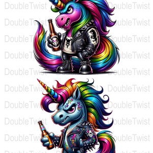 Punk Rock Unicorns Clipart, Colorful Unicorn PNG, Digital Download ...