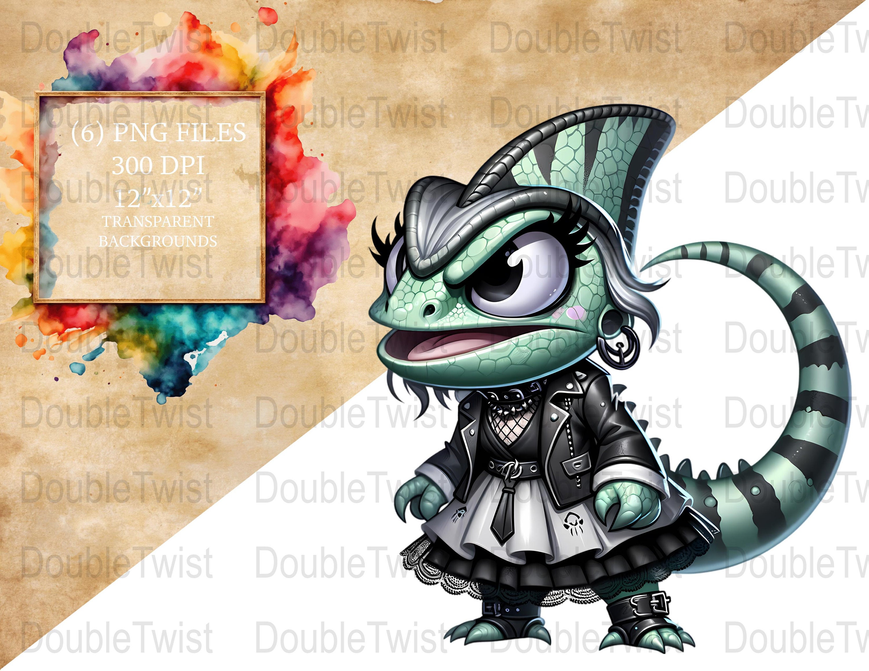 Female Gothic Chameleons, Female Goth Lizards PNG, Dark Goth Reptile ...
