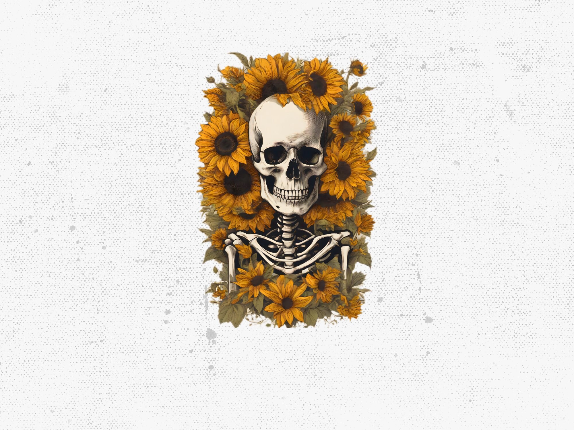 Skeleton With Sunflowers PNG Clipart - Etsy