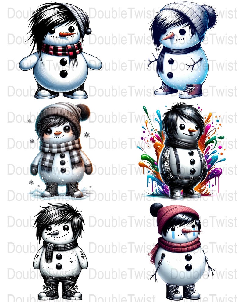 Emo Snowman Clipart, Goth Winter Clipart, Scene Kid Art, Cute Snowmen ...