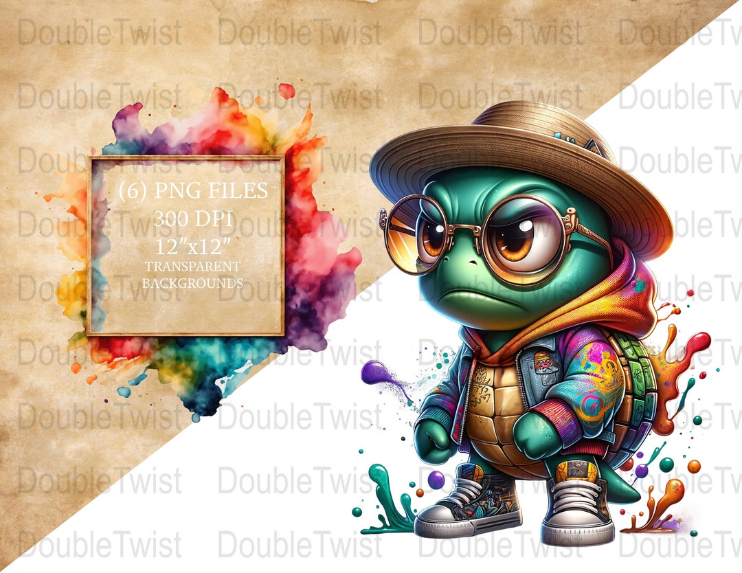 Colorful Turtle Clipart, Urban Style Turtle PNG, Streetwear Fashion ...