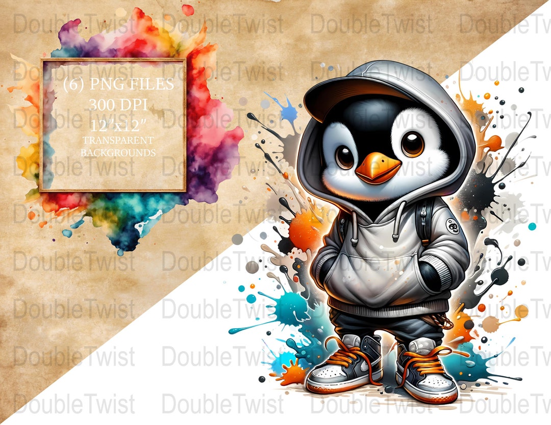 Streetwear Penguin Clipart, Graffiti Style Digital PNG, Urban Animal ...