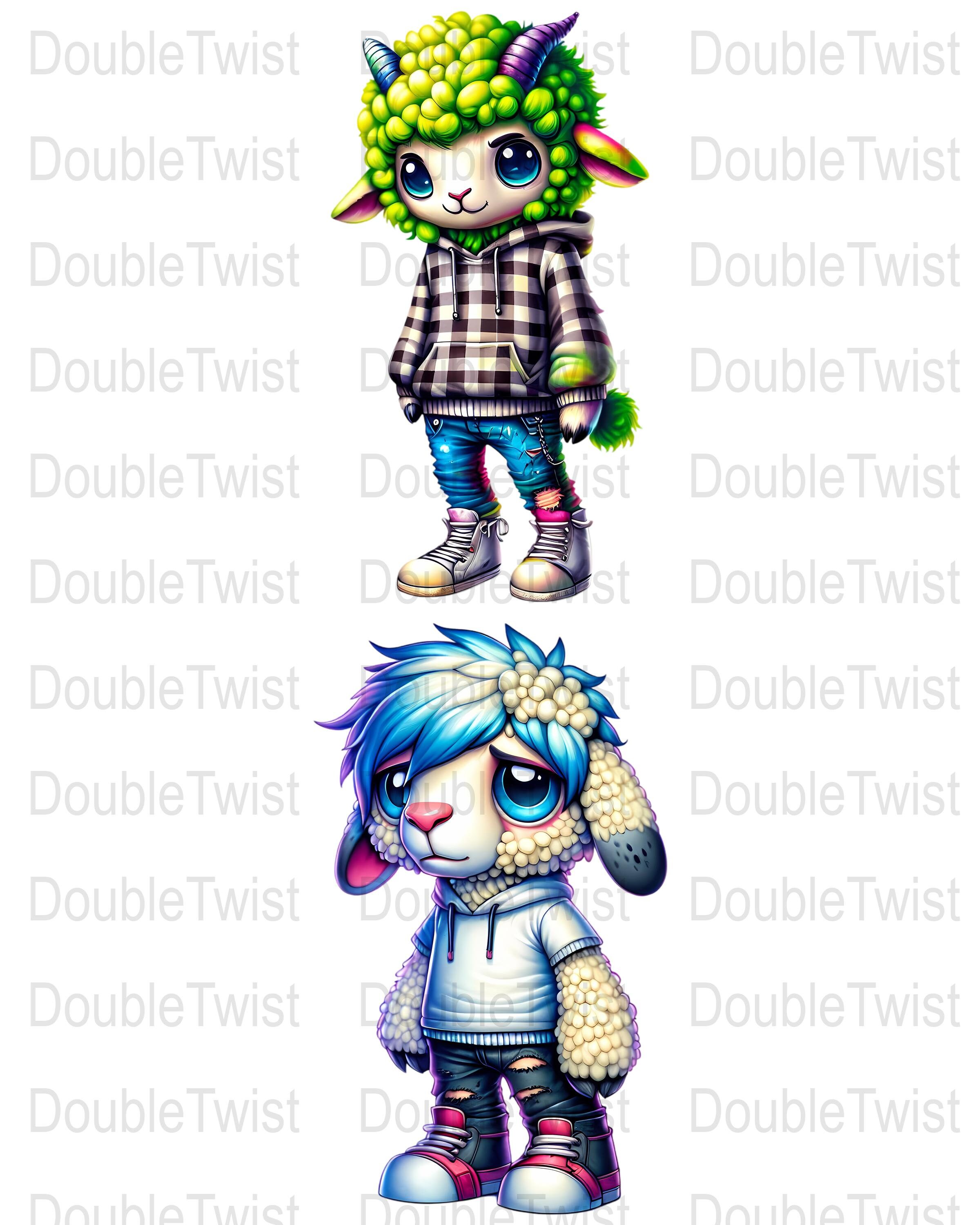 Cute Emo Lamb Clipart Collection, Digital Download, Printable Emo Sheep ...