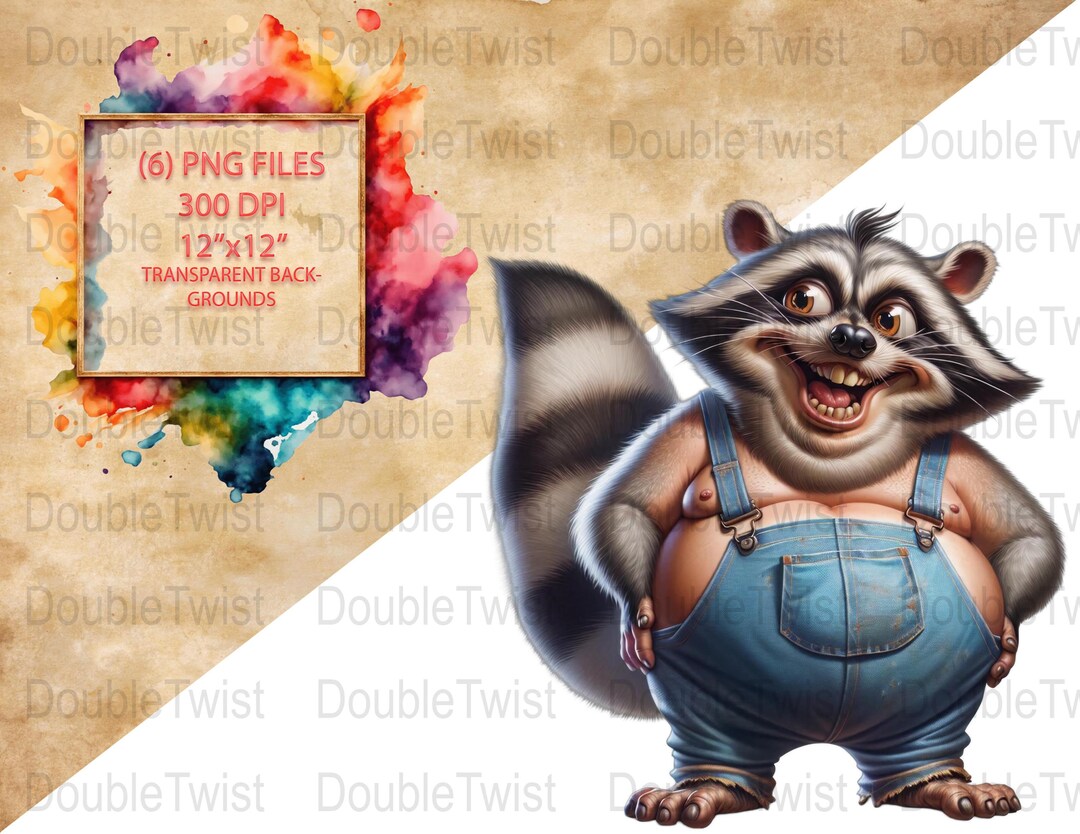 Redneck Raccoon Clipart, Funny Hillbilly Animal Pngs, Country Digital ...