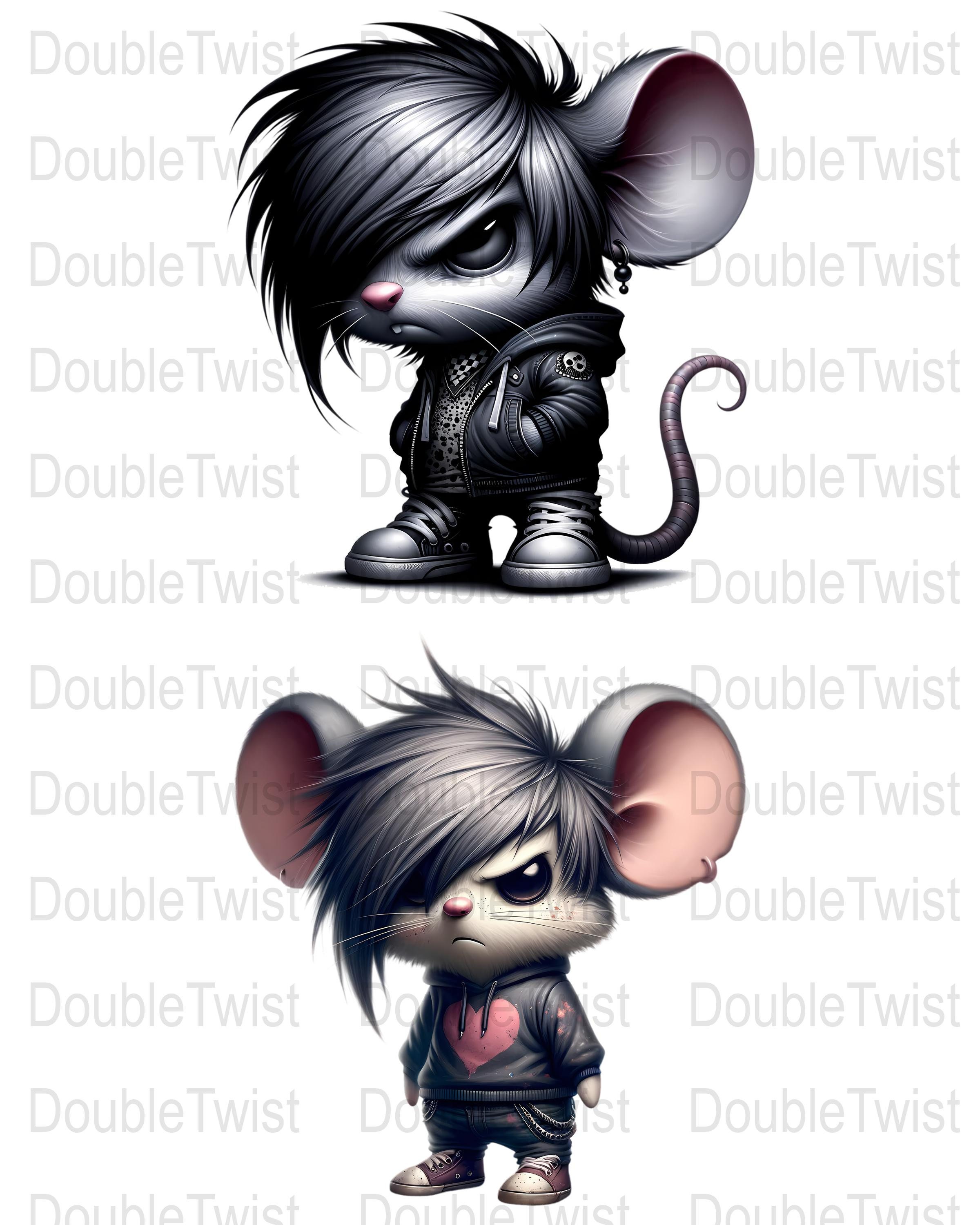 Emo Mice Clipart, Cute Goth Mouse PNG, Digital Download, Dark Cartoon ...