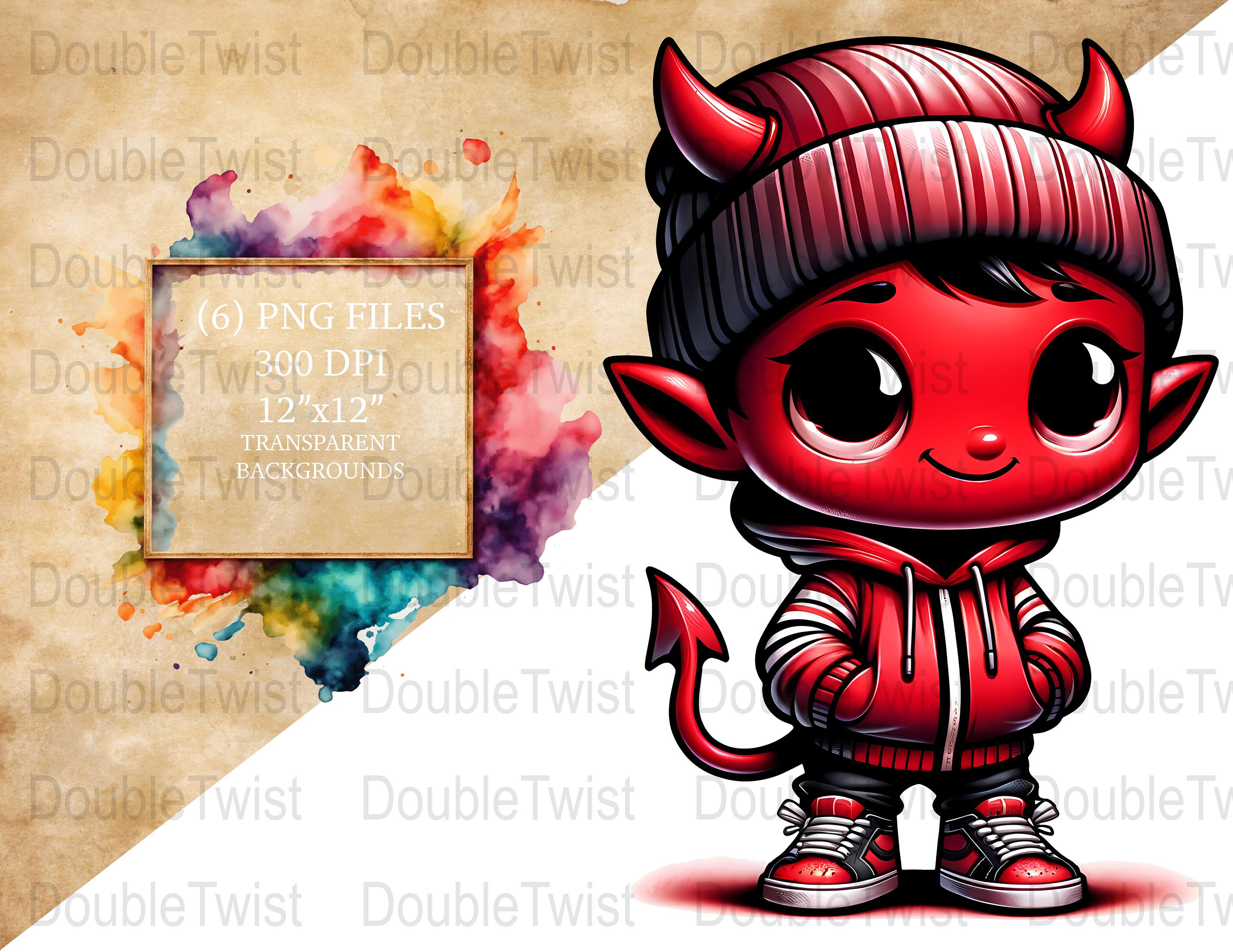 Streetwear Little Red Devil Clipart, Trendy Devilish Character PNG ...