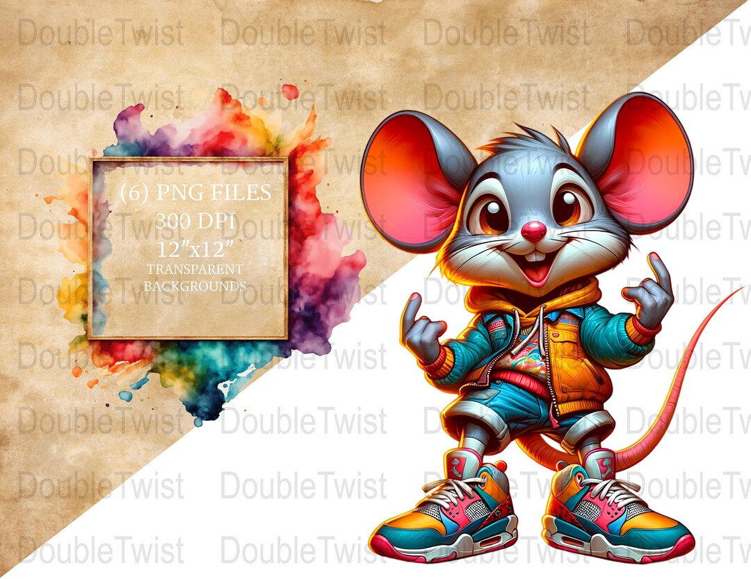 Hip Hop Mouse PNG: Streetwear Clipart, Urban Animal Graphics (digital ...