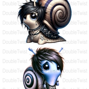 Emo Snails PNG Clipart, Cute Goth Style Snail Digital Images, Trendy ...