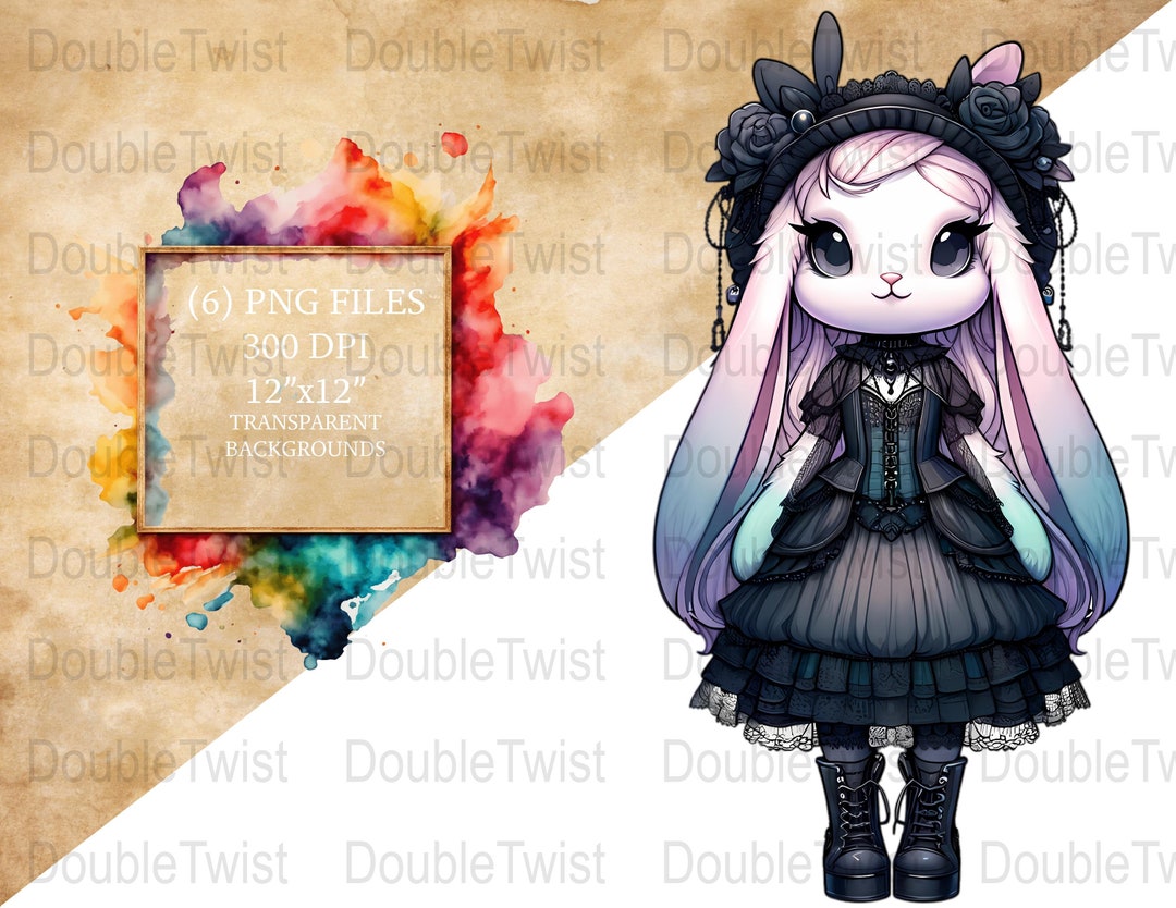 Pastel Goth Bunny Clipart, Cute Gothic Rabbit PNG, Kawaii Digital ...