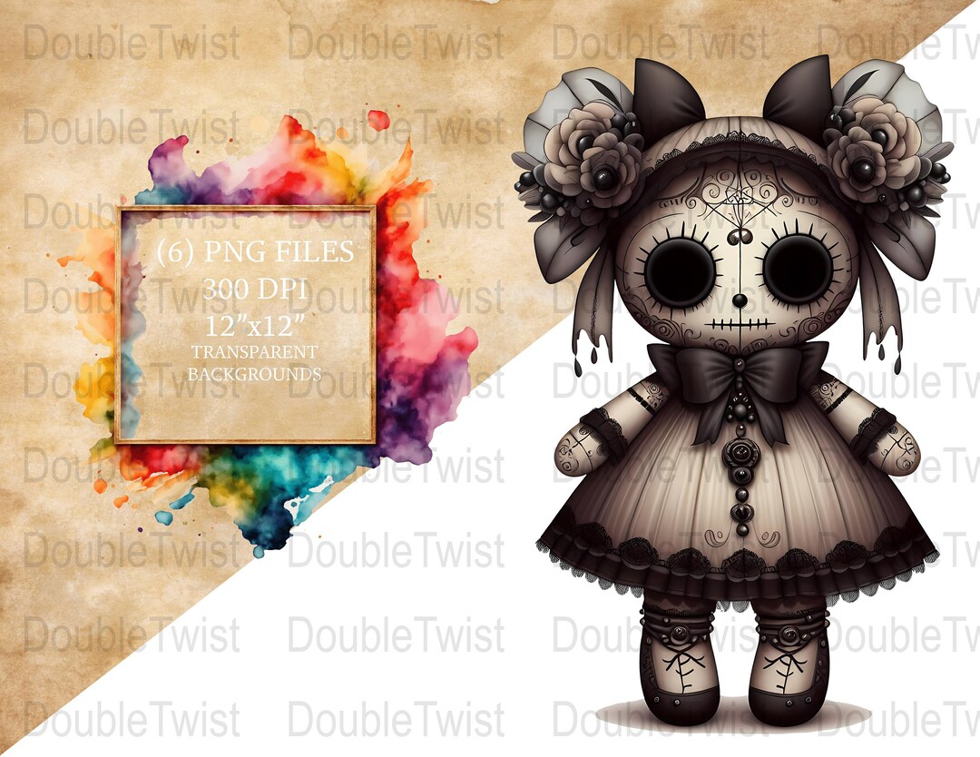 Lolita Goth Style Voodoo Doll Clipart, Cute Spooky PNG, Digital ...