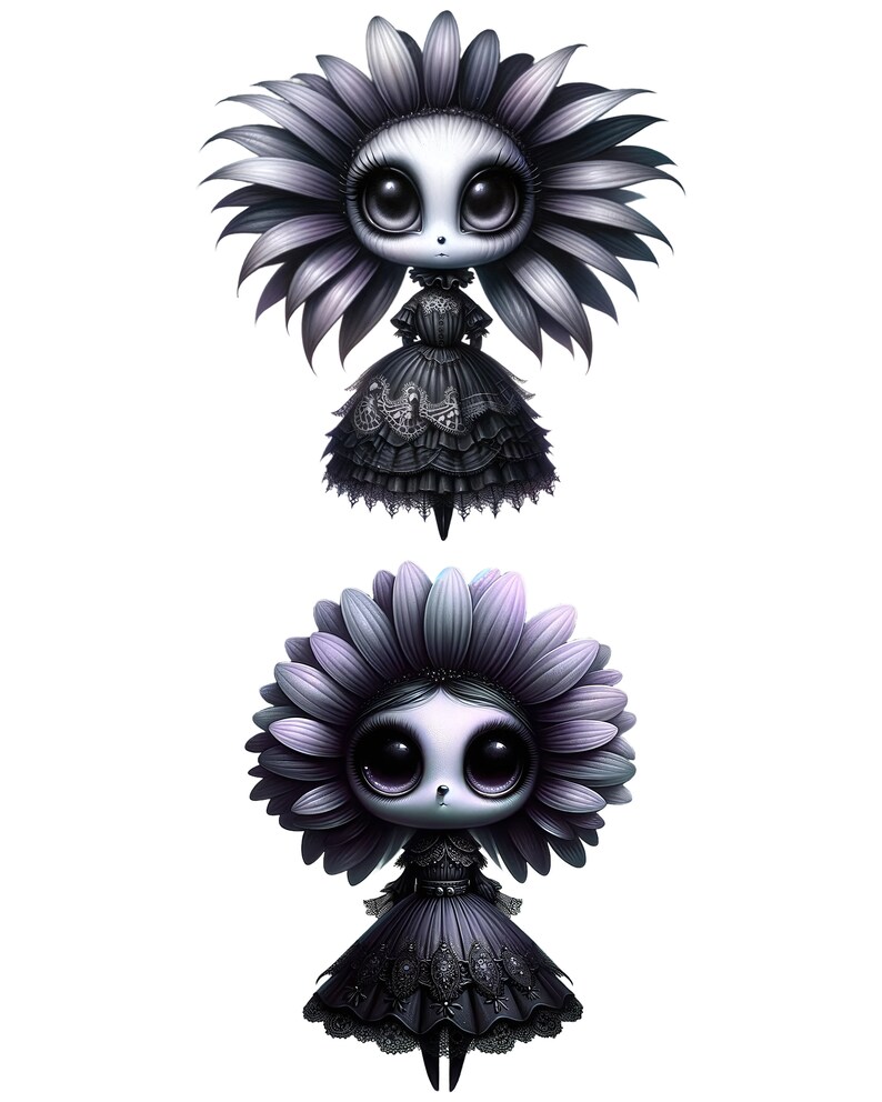 Gothic Sunflower Clipart, Dark Floral PNG, Fantasy Flower Art, Digital ...