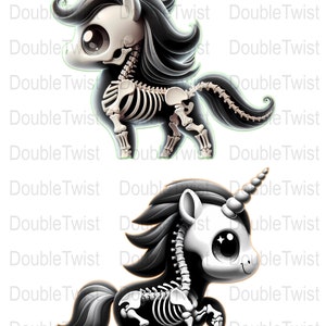 X-ray Unicorn Clipart PNG, Fantasy Skeleton Unicorns, Digital Download ...