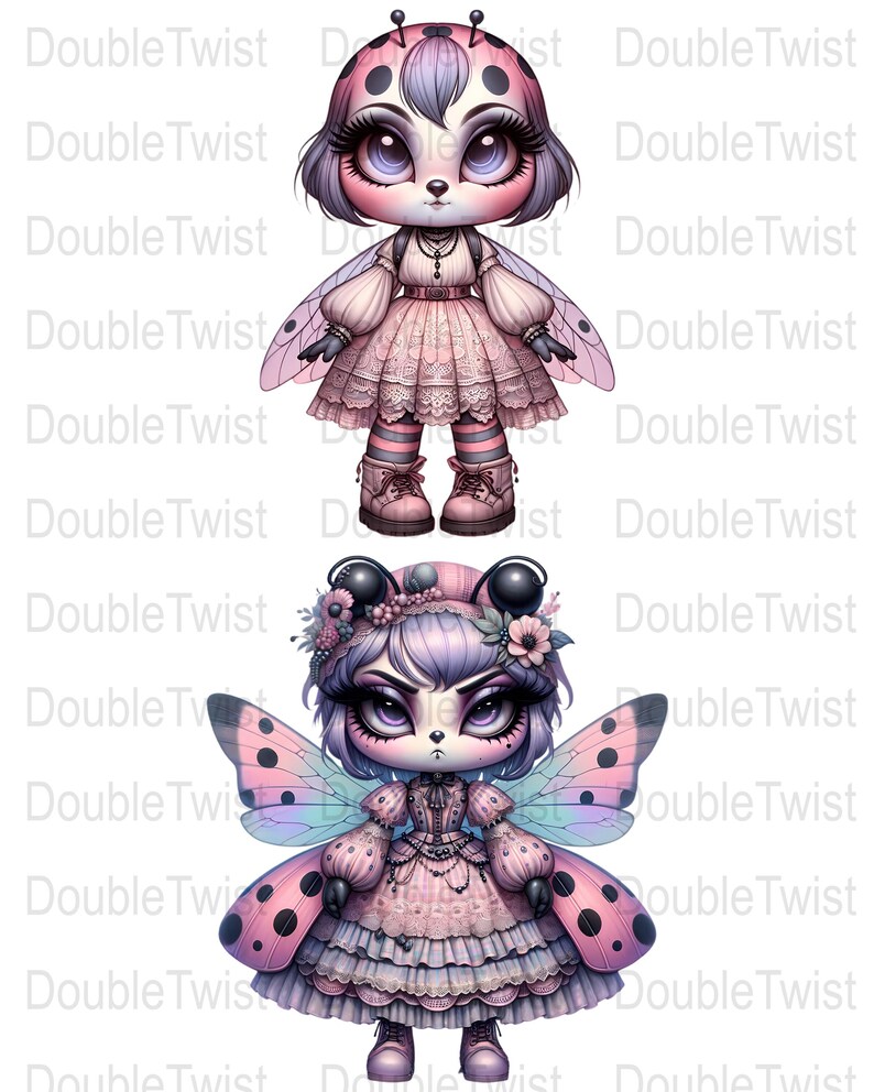 Pastel Goth Ladybug Clipart, Cute Gothic Bug PNG, Kawaii Digital ...