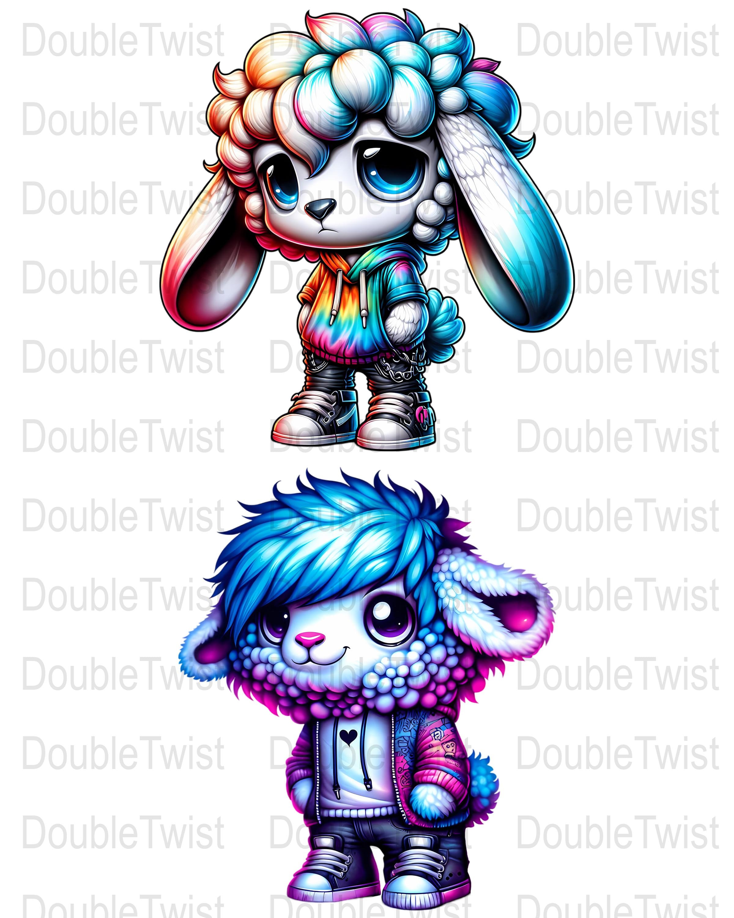 Cute Emo Lamb Clipart Collection, Digital Download, Printable Emo Sheep ...