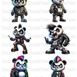 Punk Rock Pandas Clipart, Cartoon Panda PNG, Punk Music Band Animal ...