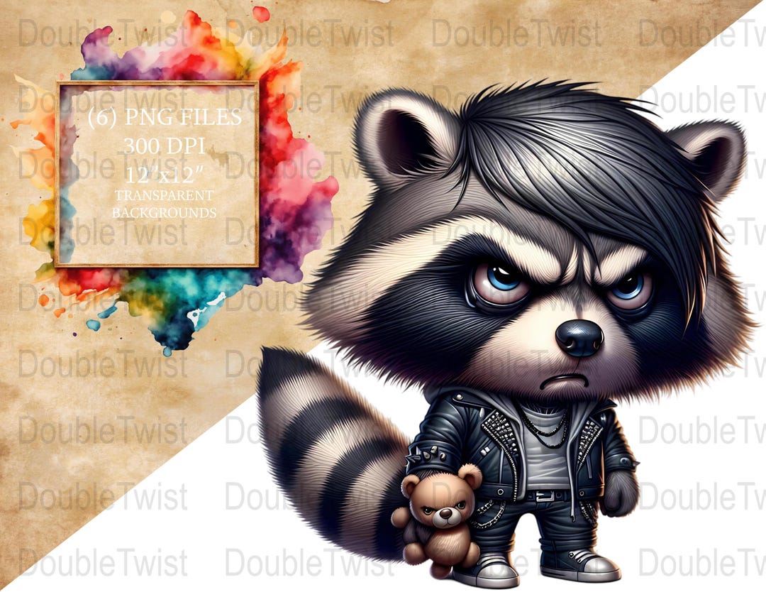 Grumpy Emo Raccoon PNG Clipart, Cute Raccoon Digital Download, Emo ...