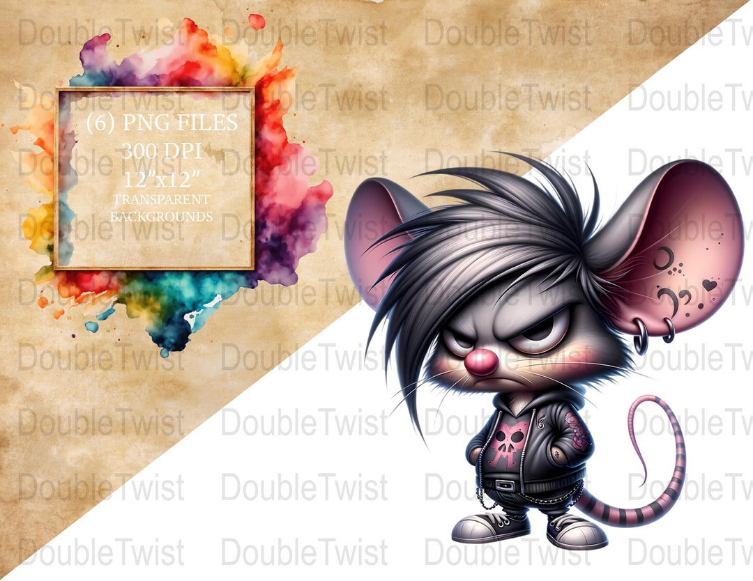 Emo Mice Clipart, Cute Goth Mouse PNG, Digital Download, Dark Cartoon Characters - Etsy