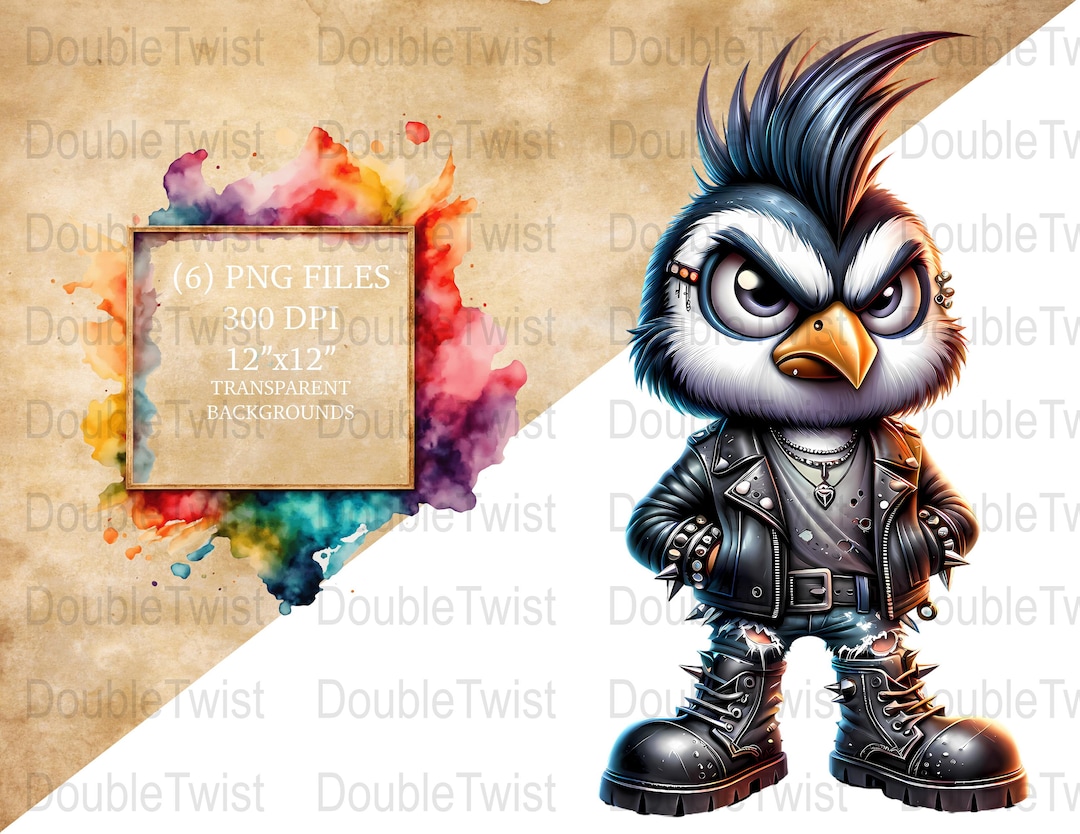 Punk Rock Penguin Clipart, Edgy Animal Graphics (digital Download) - Etsy