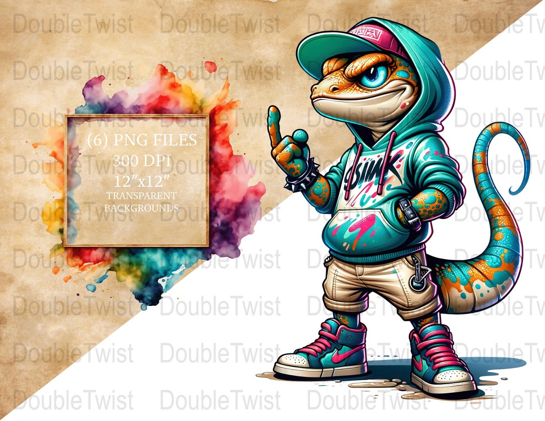 Graffiti Lizard Clipart, Urban Streetwear Style Lizard, Colorful PNG Files, Hip Hop Reptile ...