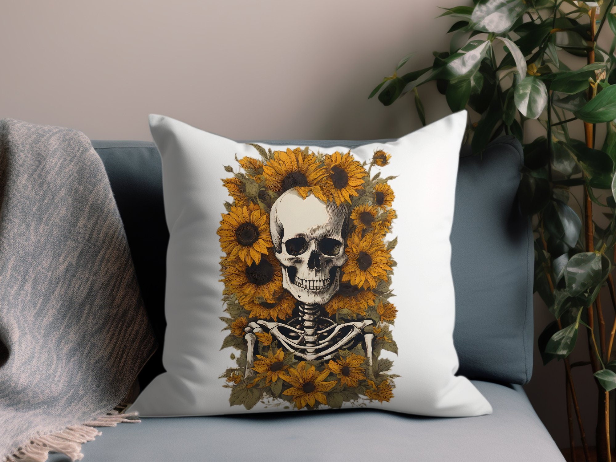 Skeleton With Sunflowers PNG Clipart - Etsy
